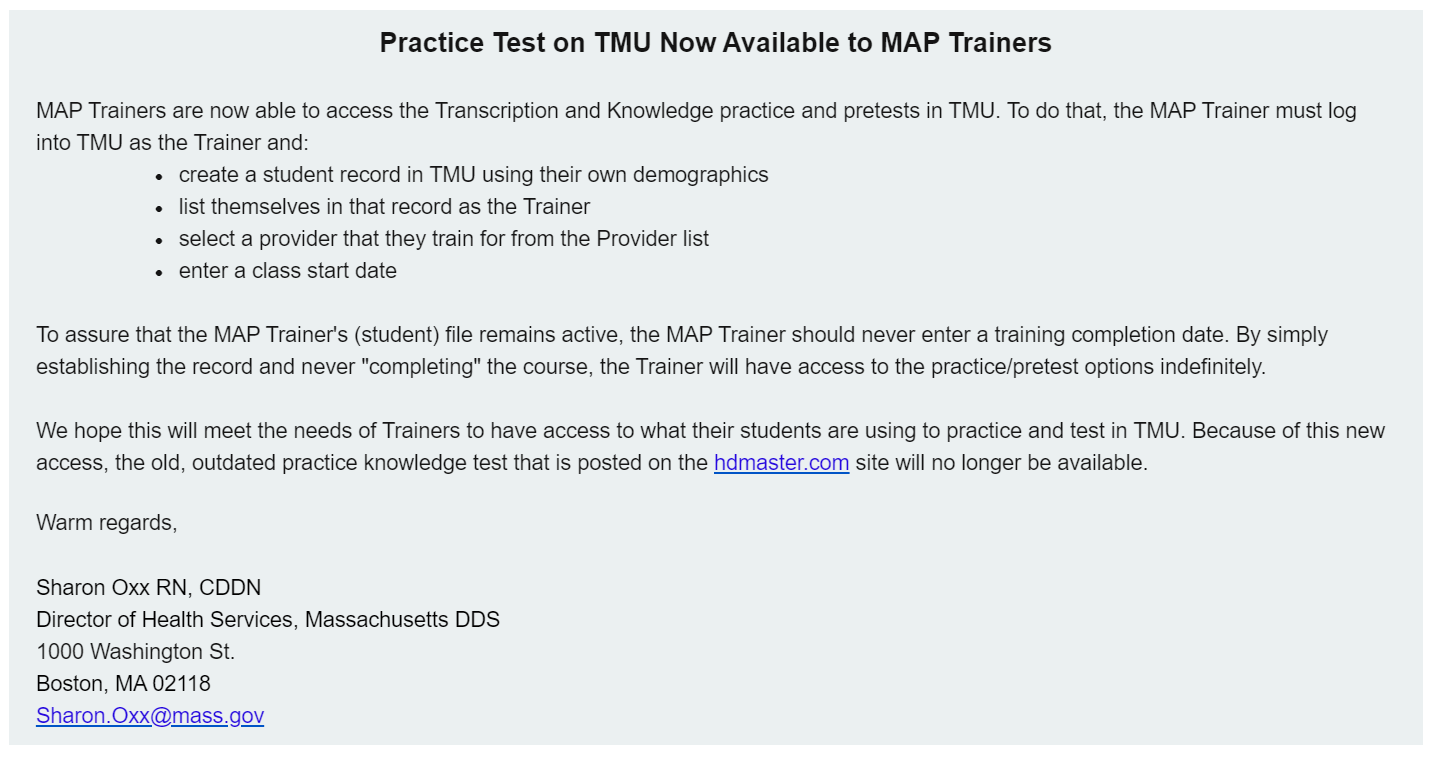 D&S - Massachusetts MAP Testing & Registry